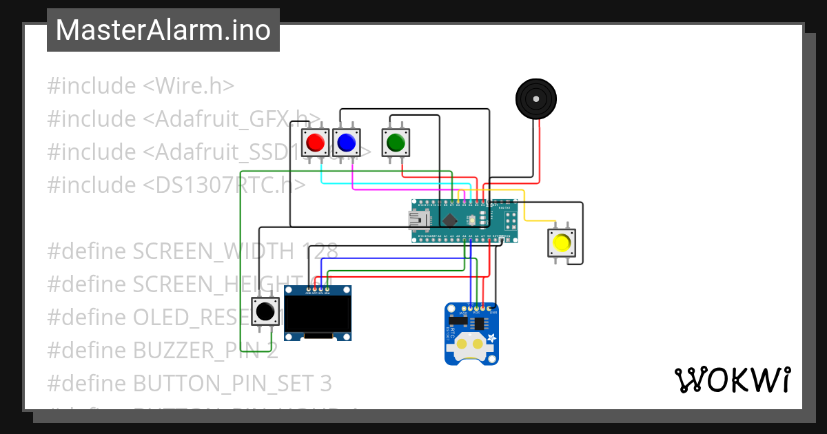 OLED Alarm w Button V4.0 - Wokwi ESP32, STM32, Arduino Simulator