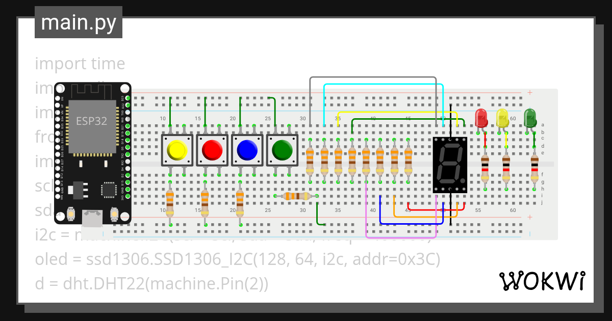 Display de 7 segmentos - Wokwi ESP32, STM32, Arduino Simulator