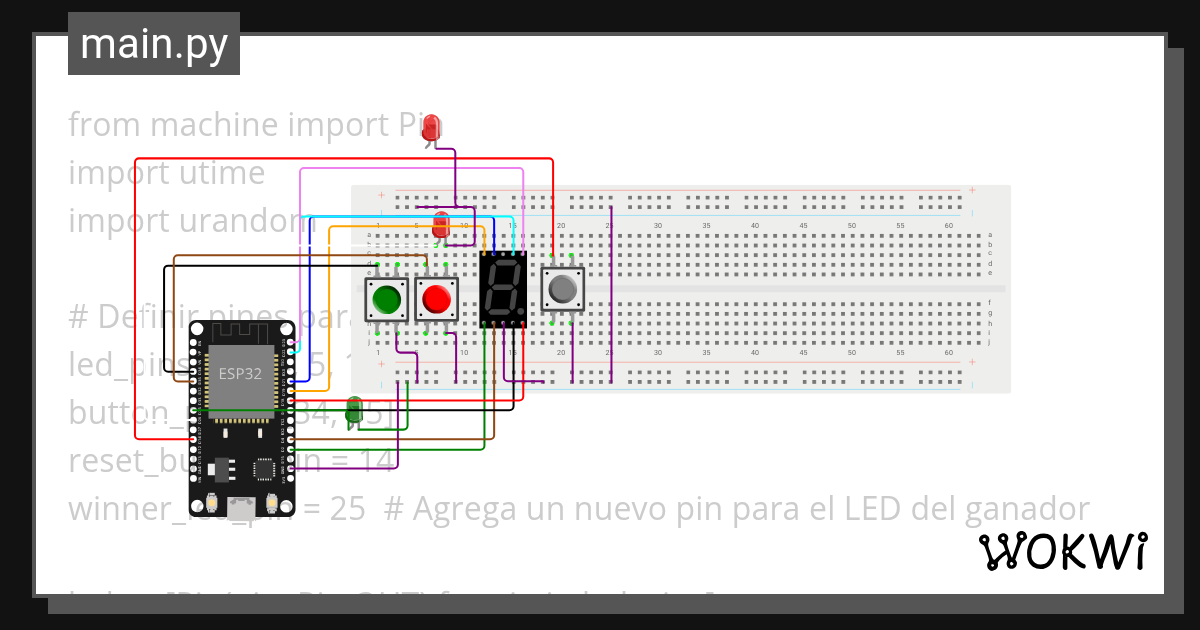 Con led de ganador Original - Wokwi ESP32, STM32, Arduino Simulator