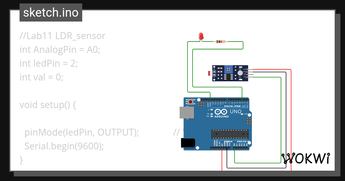 Lab11 LDR_sensor - Wokwi ESP32, STM32, Arduino Simulator