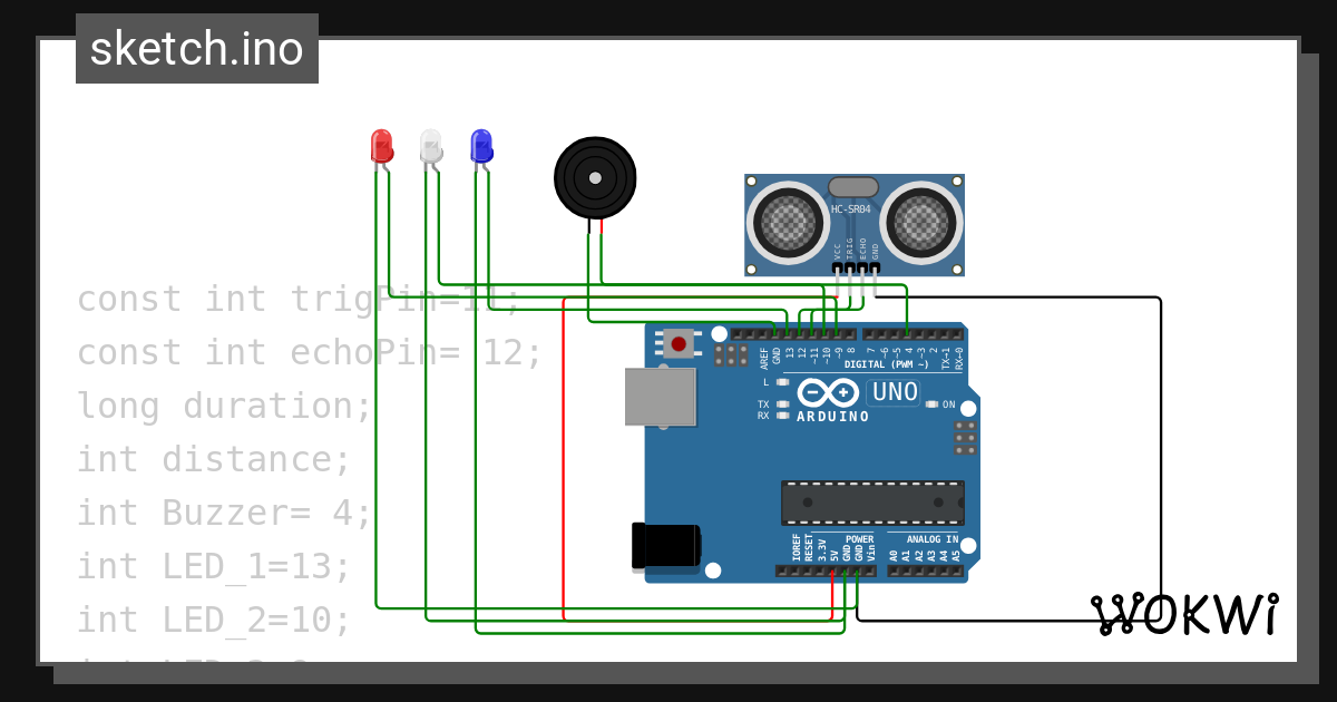 3led And Sensor Wokwi Esp32 Stm32 Arduino Simulator