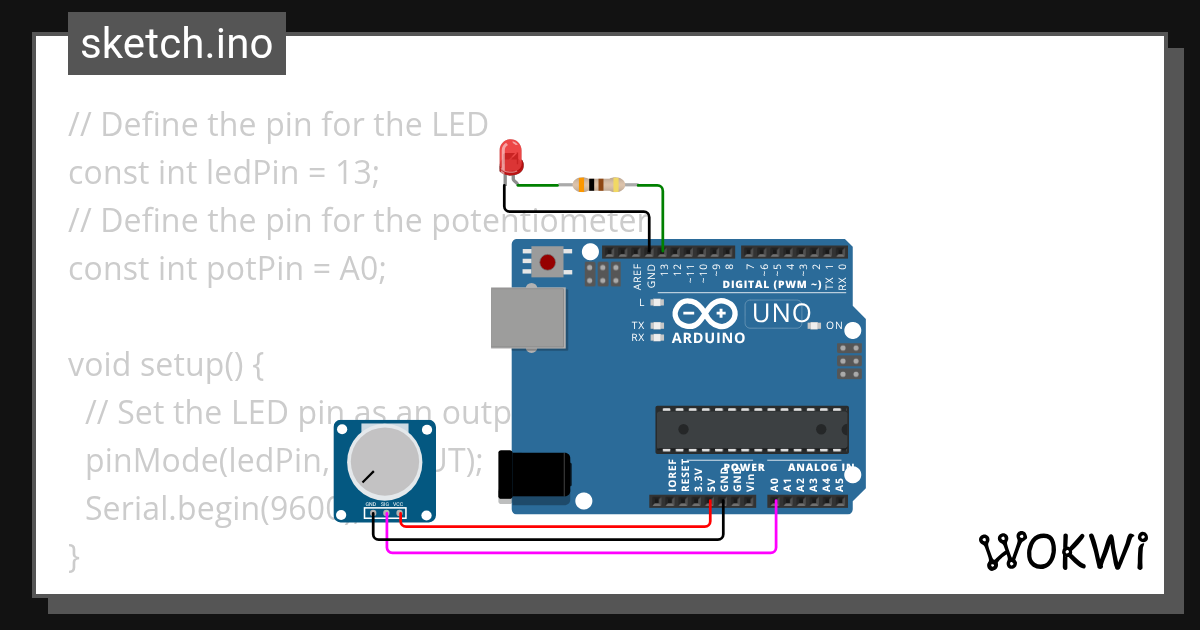 Potentiometer - Wokwi ESP32, STM32, Arduino Simulator