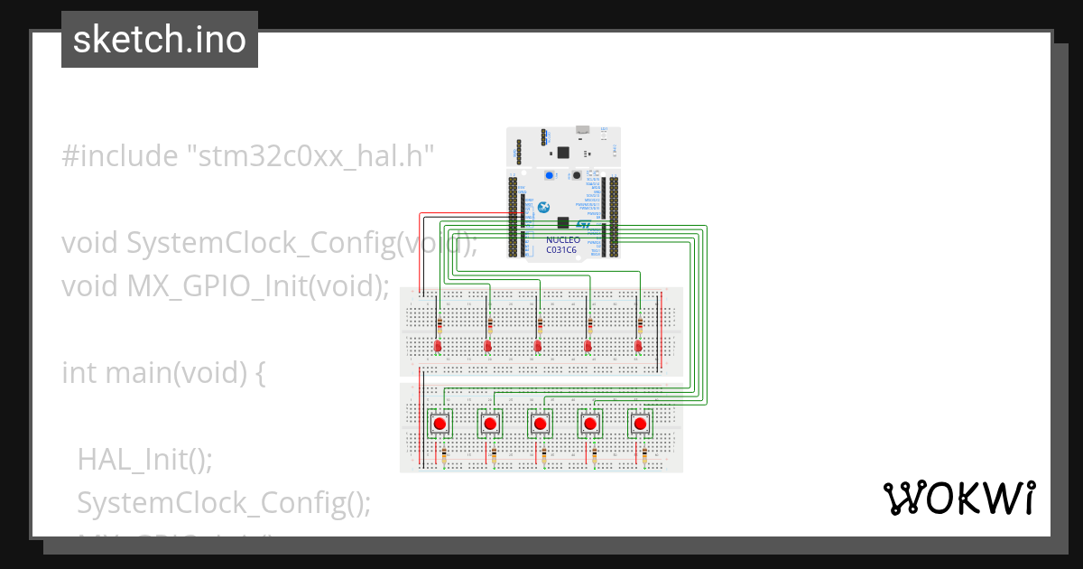 Precilla - 5 Leds and 5 Push Buttons - Wokwi ESP32, STM32, Arduino ...