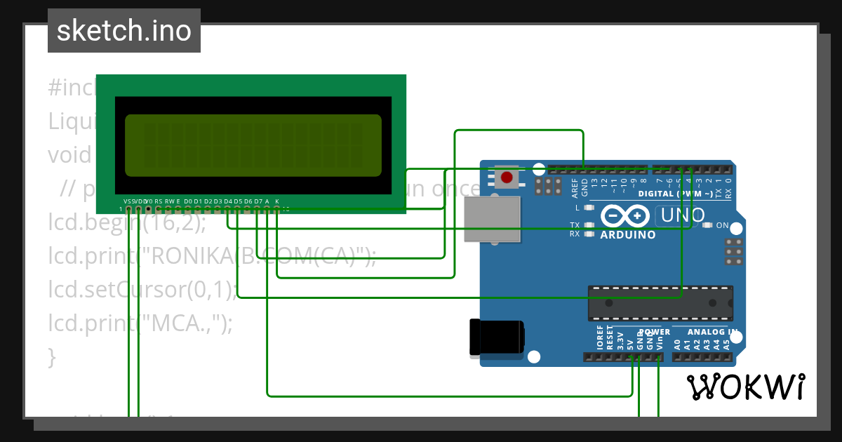 LCD SCREEN - Wokwi ESP32, STM32, Arduino Simulator