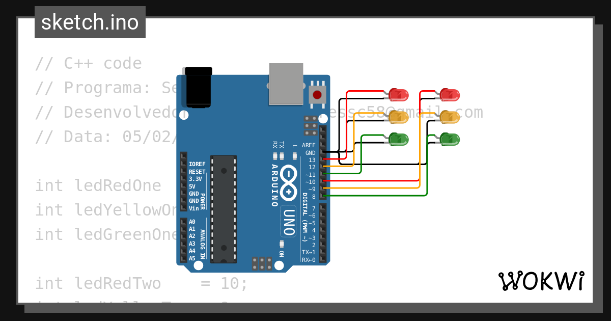 Semáforo De Cruzamento Wokwi Esp32 Stm32 Arduino Simulator