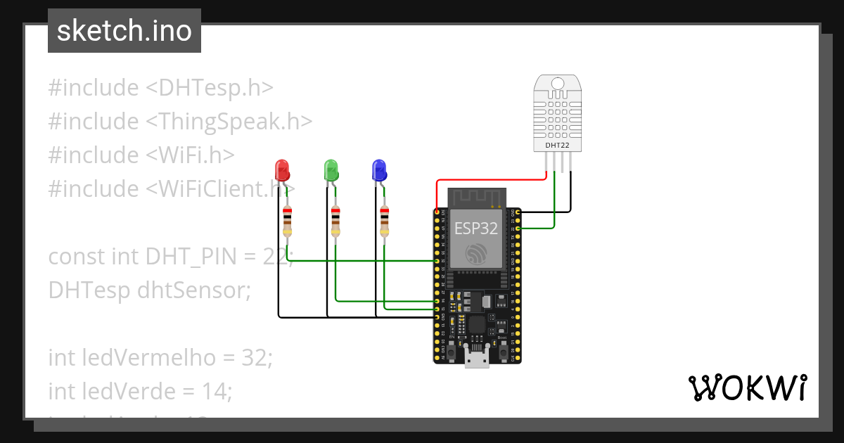 dht22 thingspeak - Wokwi ESP32, STM32, Arduino Simulator