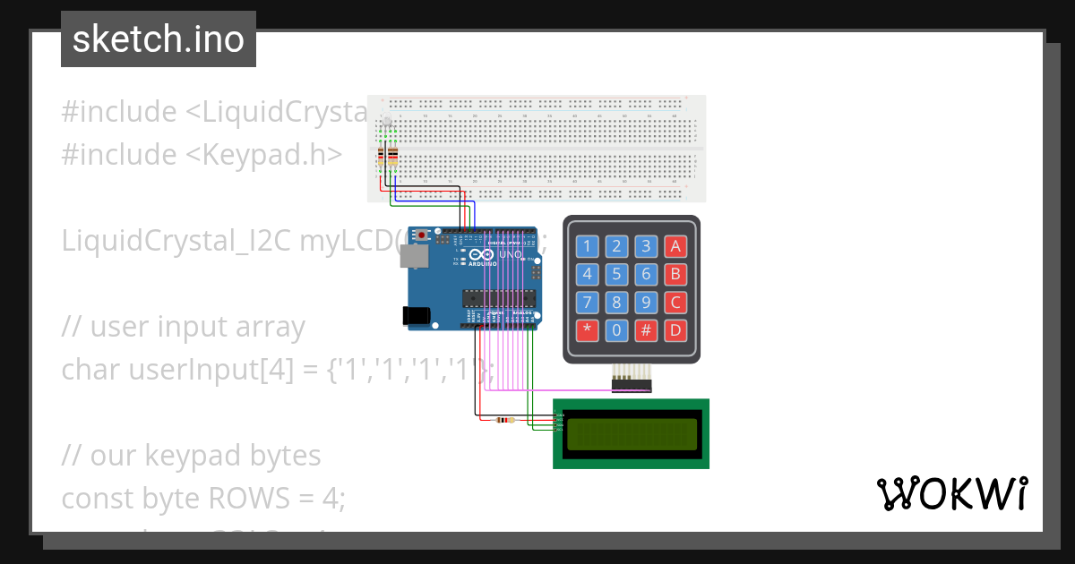 LCD Enter Code - Wokwi ESP32, STM32, Arduino Simulator