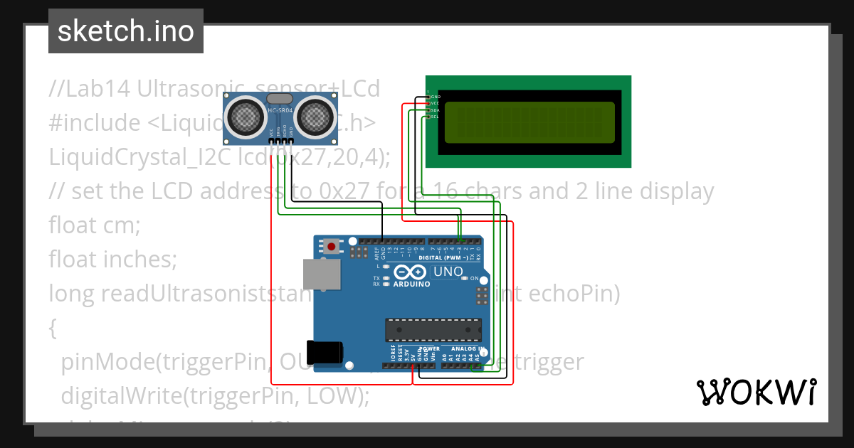 //Lab14 Ultrasonic_sensor+LCd - Wokwi ESP32, STM32, Arduino Simulator