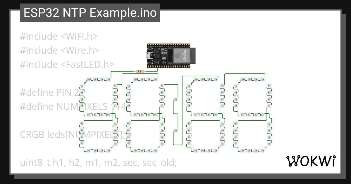 DigitClock project with ESP32 by SP v3 Copy - Wokwi ESP32, STM32, Arduino Simulator