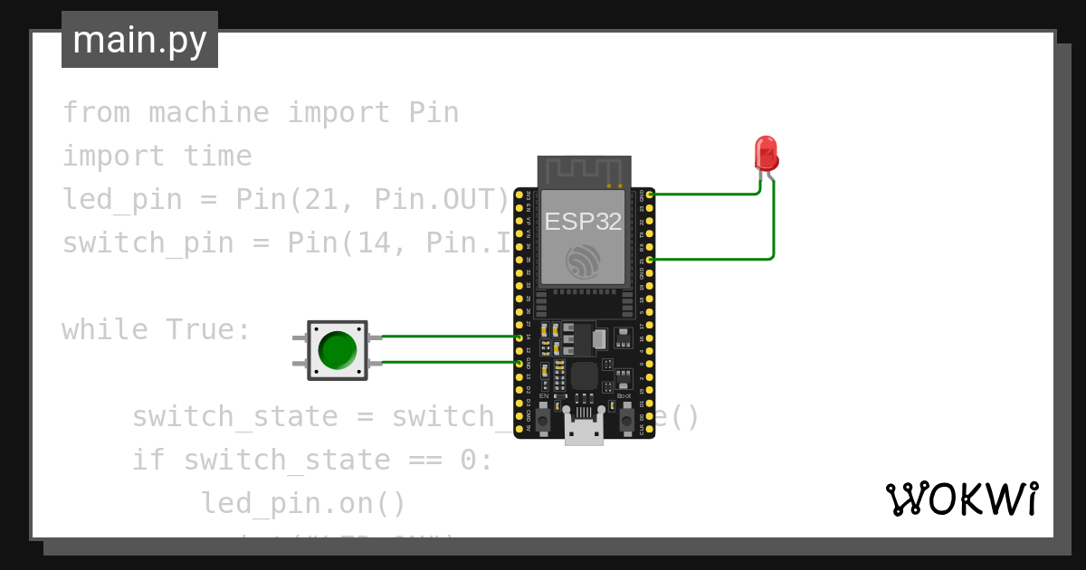 Write A Micropython Script To Control An Led Connected To Gpiogpio Pin Coonected To 14 Wokwi 