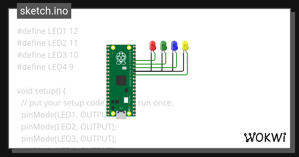 Lauflicht - Wokwi ESP32, STM32, Arduino Simulator