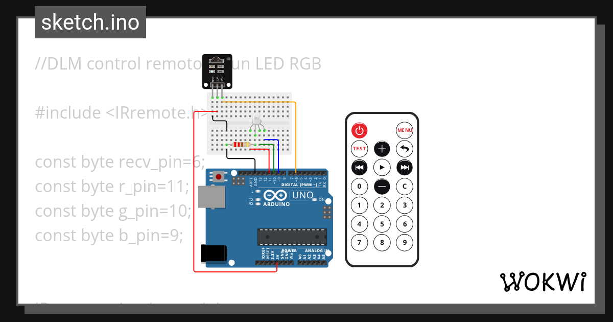 DLM - GMIT - Remote Control for RGB LED - Wokwi ESP32, STM32, Arduino Simulator