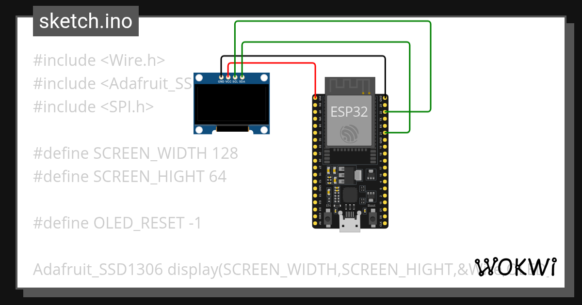 OLED DISPLAY - Wokwi ESP32, STM32, Arduino Simulator