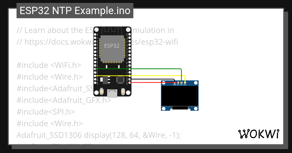 NTP OLED - Wokwi ESP32, STM32, Arduino Simulator