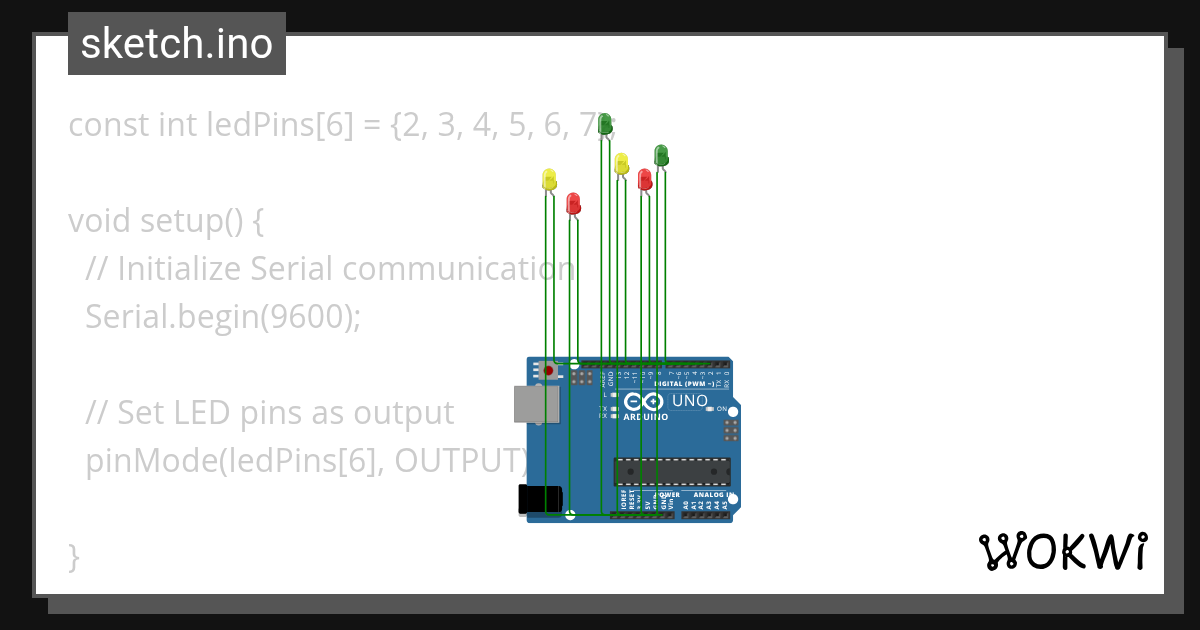 6 Bit LED Blinking - Wokwi ESP32, STM32, Arduino Simulator