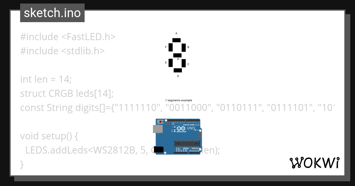 7 Seg With Led Strips Copy 2 Wokwi Esp32 Stm32 Arduino Simulator