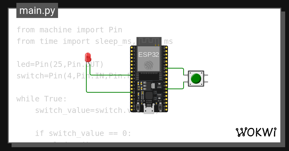 Led With Push Button Wokwi Esp32 Stm32 Arduino Simulator 1042
