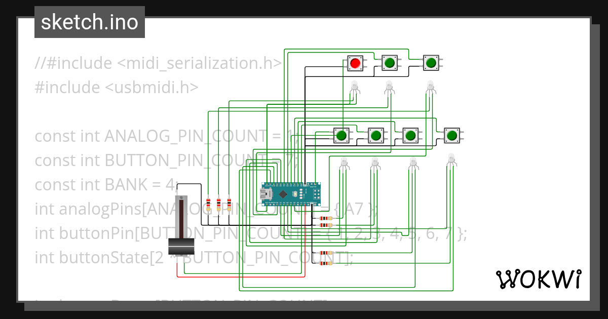 MidiControler Multiplex - Wokwi ESP32, STM32, Arduino Simulator
