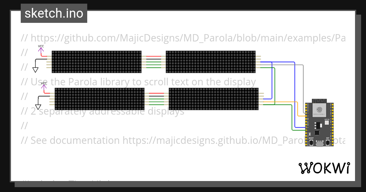 dot matrix play 1 - Wokwi ESP32, STM32, Arduino Simulator