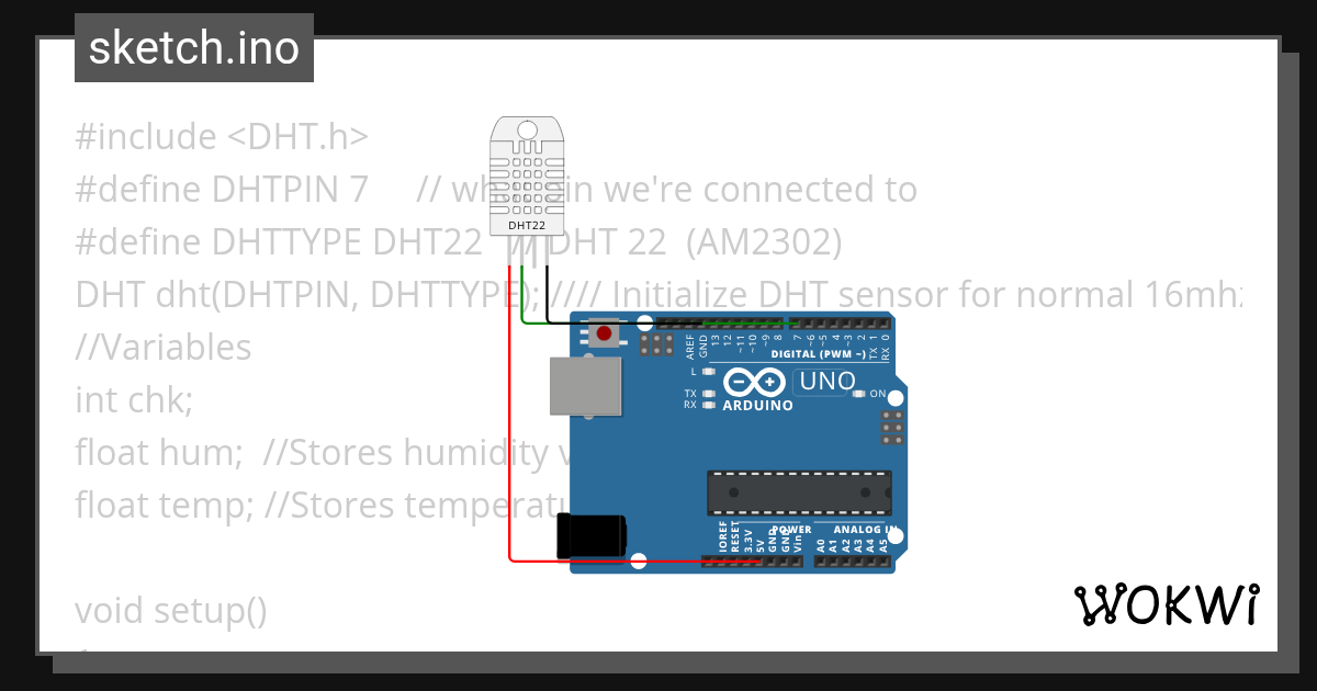 Humidity & temperature sensor VZ - Wokwi ESP32, STM32, Arduino Simulator