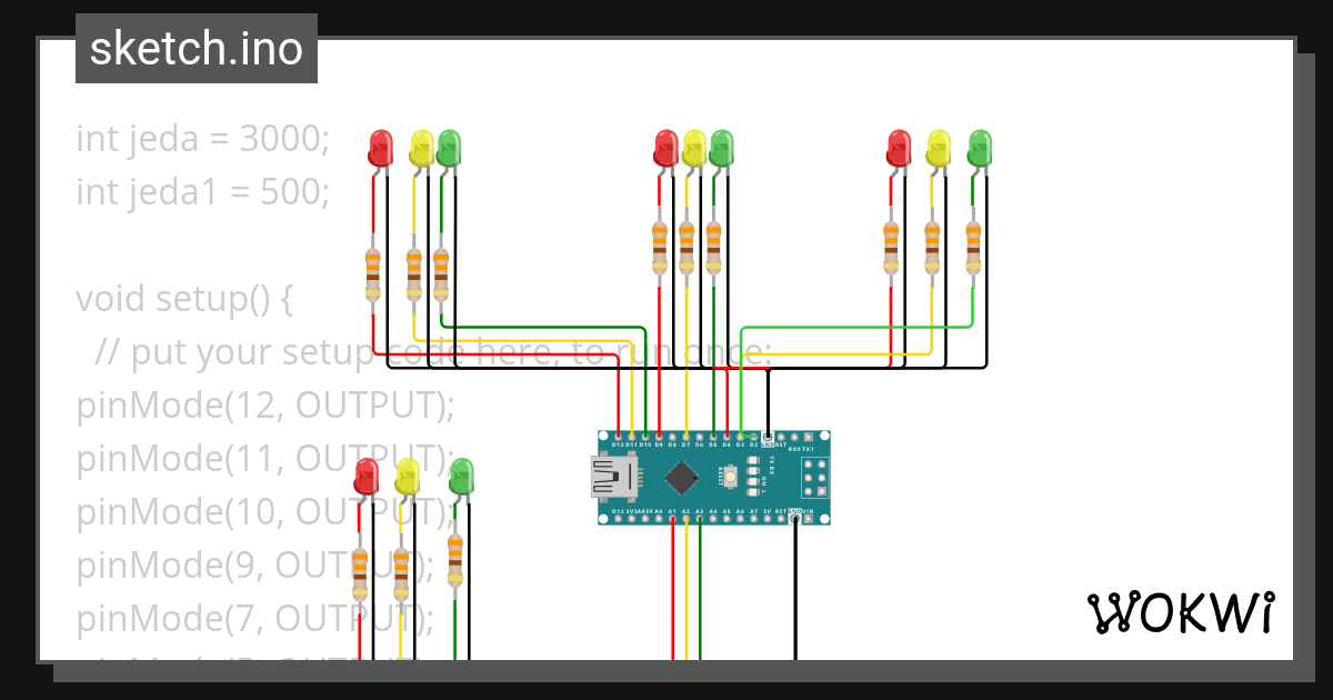 lampu lalulintas perempatan - Wokwi ESP32, STM32, Arduino Simulator