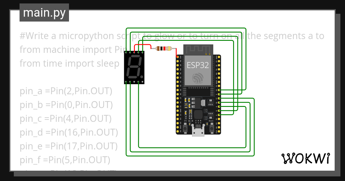 (MICROPYTHON)To turn on all the led with time sleep of 2 second - Wokwi ESP32, STM32, Arduino ...