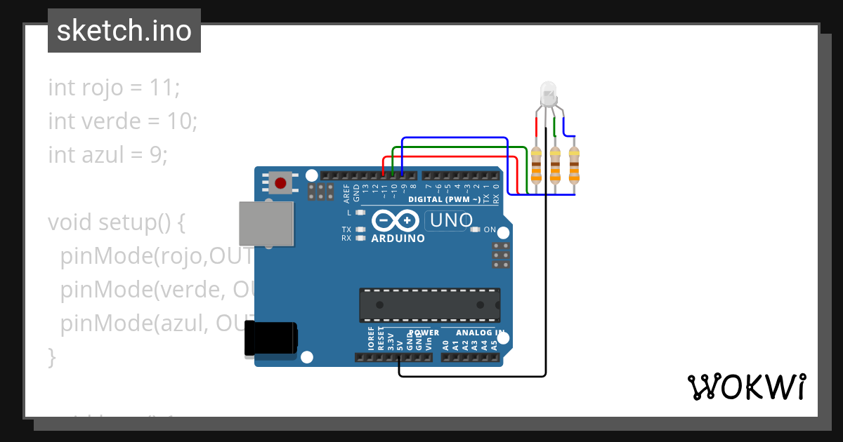 Ejercicio RGB 3 - Wokwi ESP32, STM32, Arduino Simulator Ejercicio RGB 3 - Wokwi ESP32, STM32, Arduino Simulator