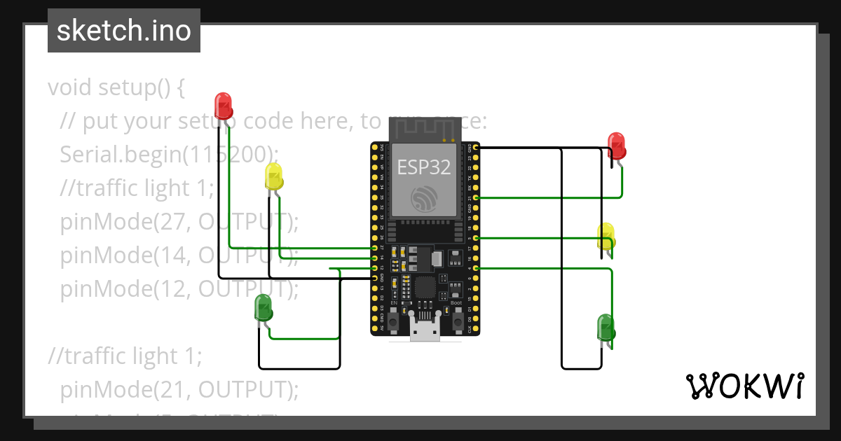 Traffic Lights Wokwi Esp32 Stm32 Arduino Simulator 6846