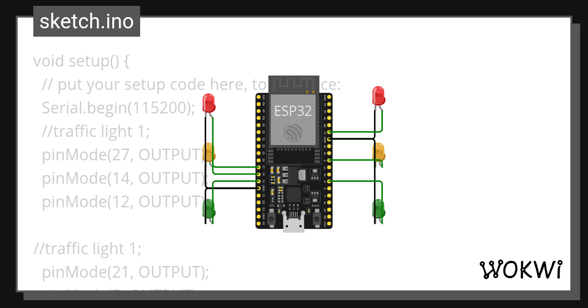 Traffic light - Wokwi ESP32, STM32, Arduino Simulator