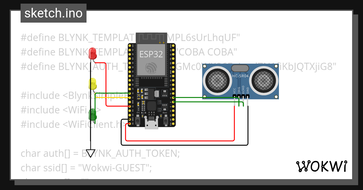 sensor ultrasonic - Wokwi ESP32, STM32, Arduino Simulator