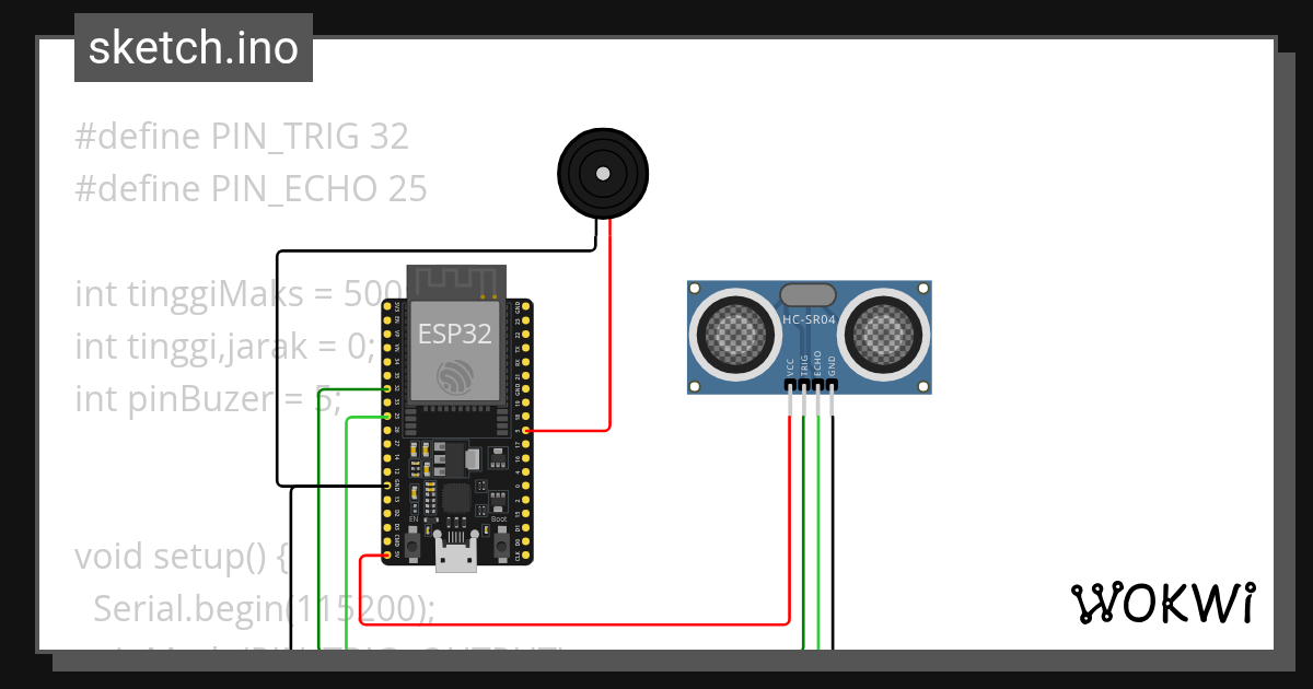 pembuatan alarm ketinggian air - Wokwi ESP32, STM32, Arduino Simulator pembuatan alarm ketinggian air - Wokwi ESP32, STM32, Arduino Simulator