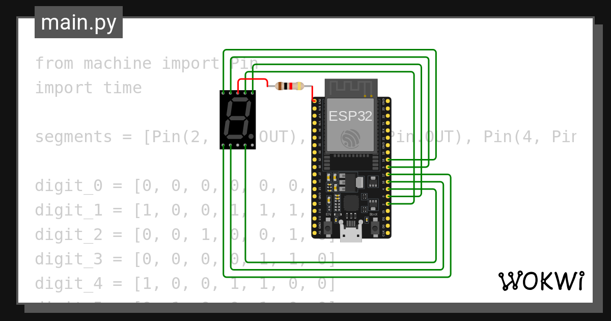 Micropython Displaying 0 And 9 And Hex 15 Repeatedly Short Code Wokwi Esp32 Stm32 Arduino