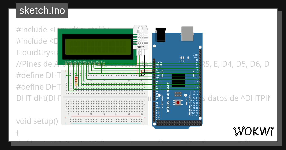 LCD y DHT - Wokwi ESP32, STM32, Arduino Simulator