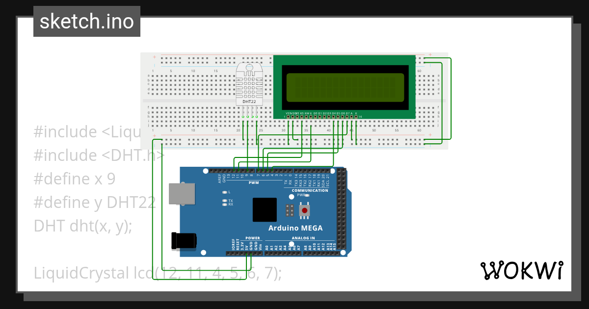 LCD-DHT - Wokwi ESP32, STM32, Arduino Simulator