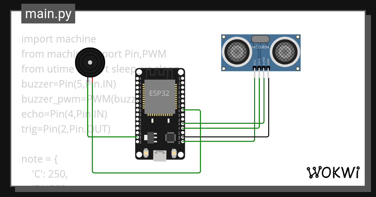 ultson buzzer - Wokwi ESP32, STM32, Arduino Simulator