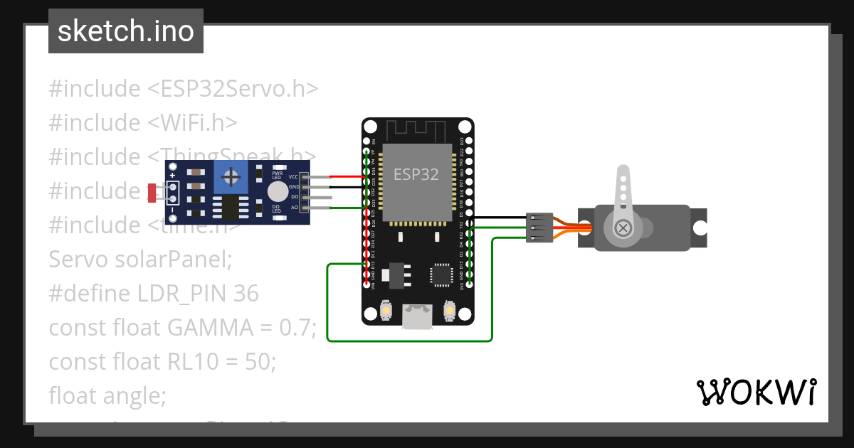 smart solar panel - Wokwi ESP32, STM32, Arduino Simulator