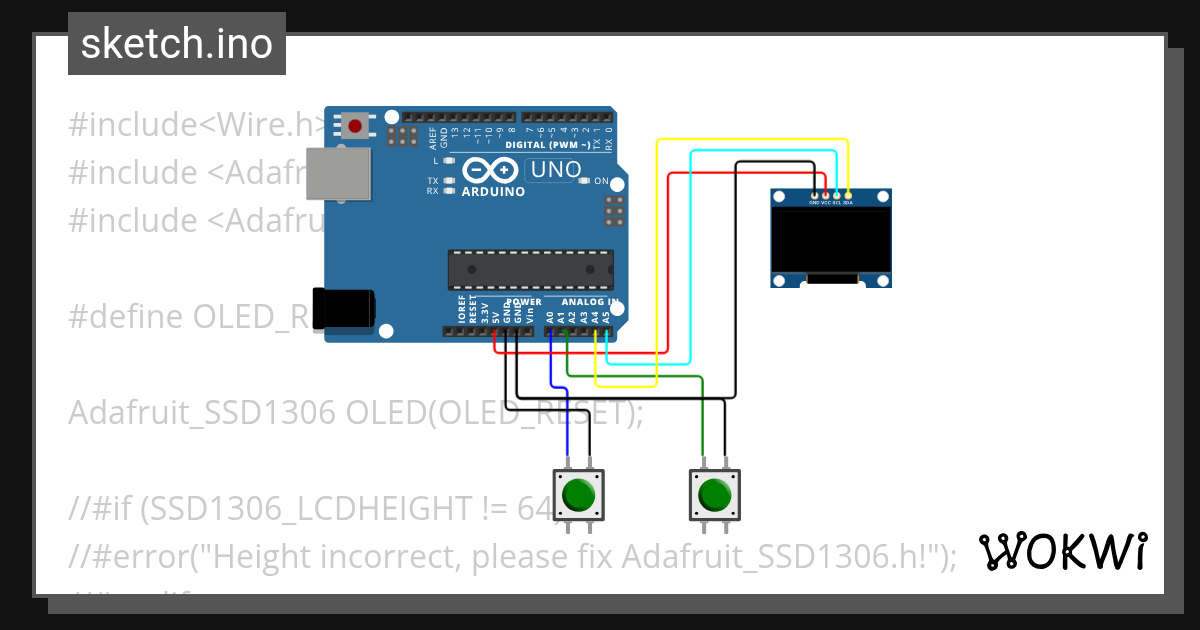 OLED Push button Ronnakorn - Wokwi ESP32, STM32, Arduino Simulator