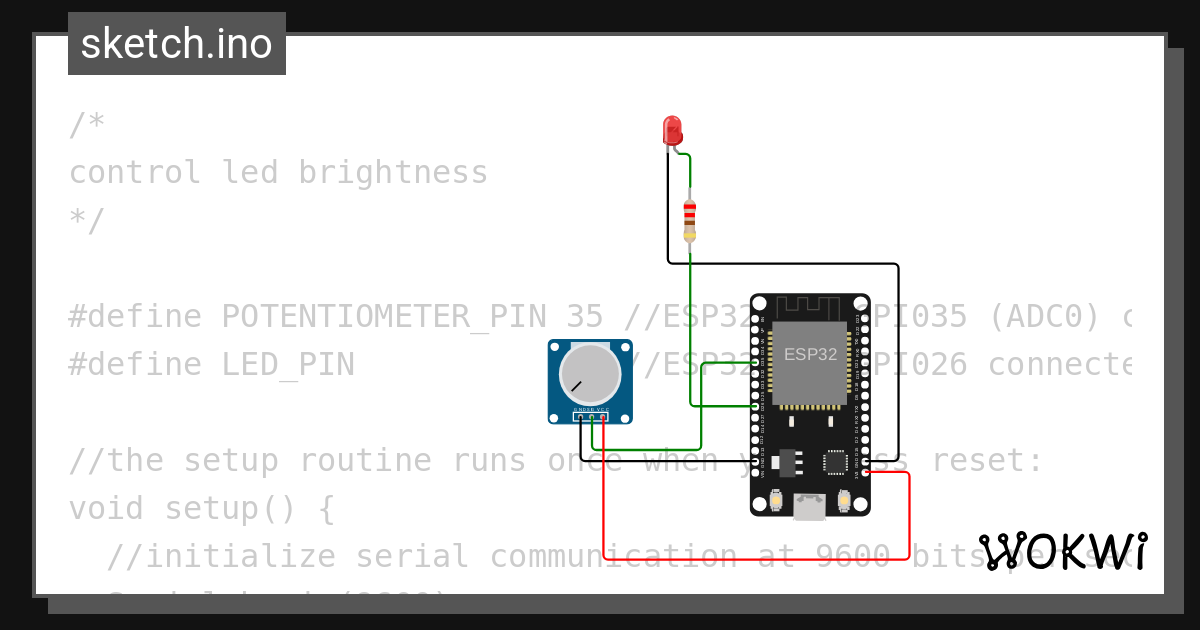 Potentiometer Wokwi Esp32 Stm32 Arduino Simulator 