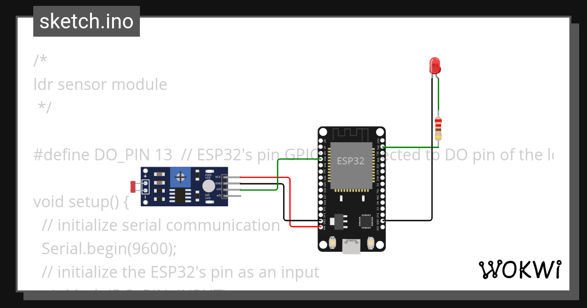 ldr sensor - Wokwi ESP32, STM32, Arduino Simulator