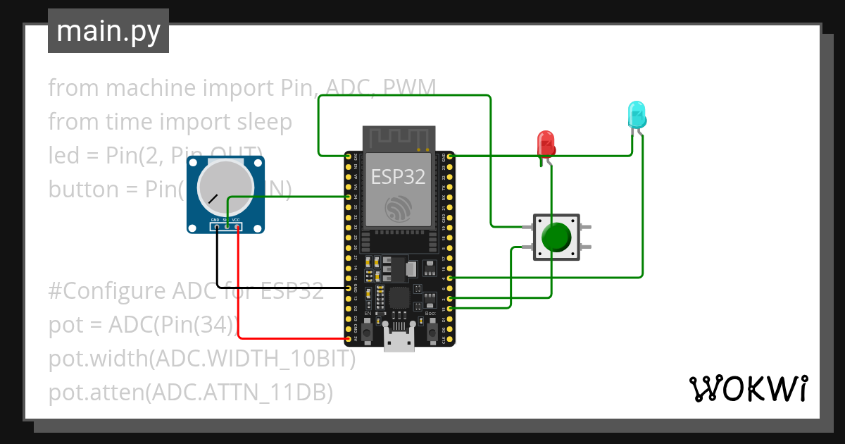 ESP32_Potentiometer+SwtichLED - Wokwi ESP32, STM32, Arduino Simulator