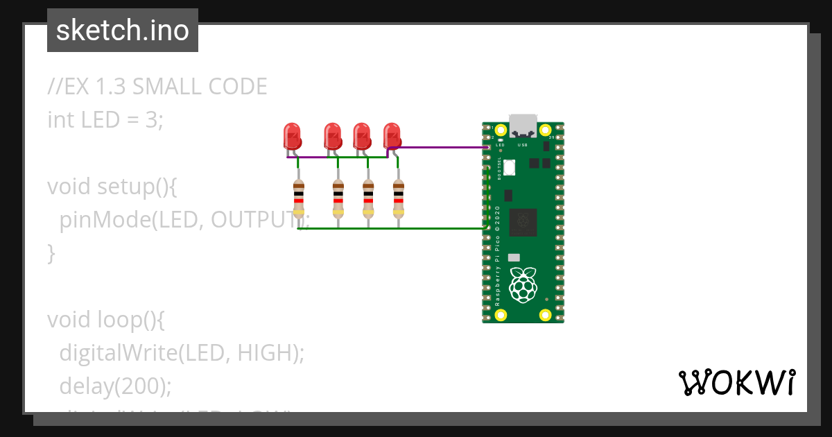 Ex 13 4leds Blink Togrther Small Code Wokwi Esp32 Stm32 Arduino 8597