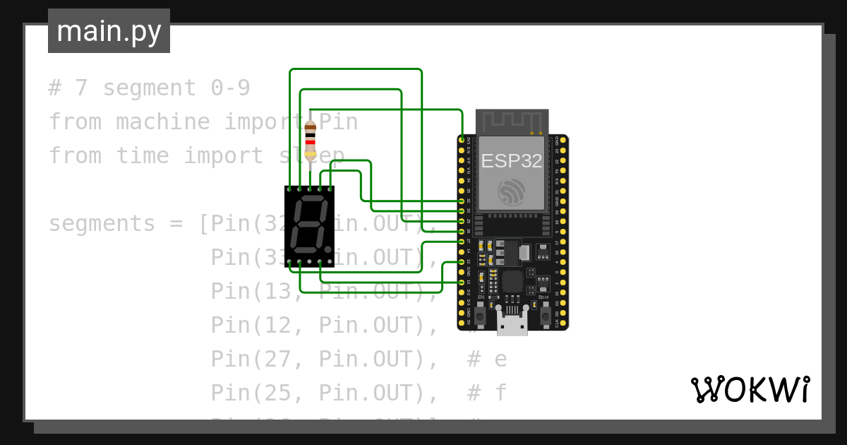 7 Segment Diplay 0 9 Nested Loop Wokwi Esp32 Stm32 Arduino Simulator