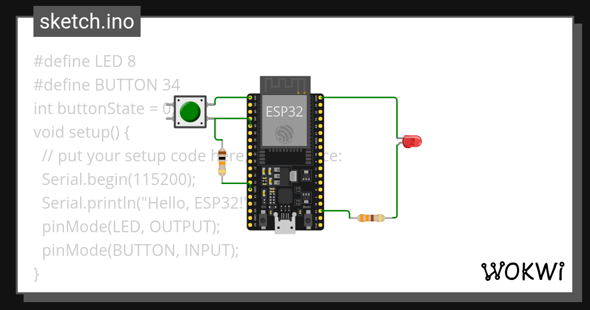 pushbutton - Wokwi ESP32, STM32, Arduino Simulator