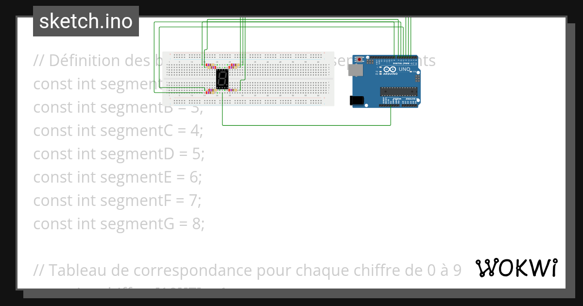 Afficheur 7 segment - Wokwi ESP32, STM32, Arduino Simulator