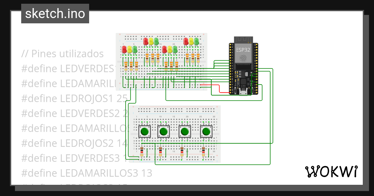 Semaforo - Wokwi ESP32, STM32, Arduino Simulator