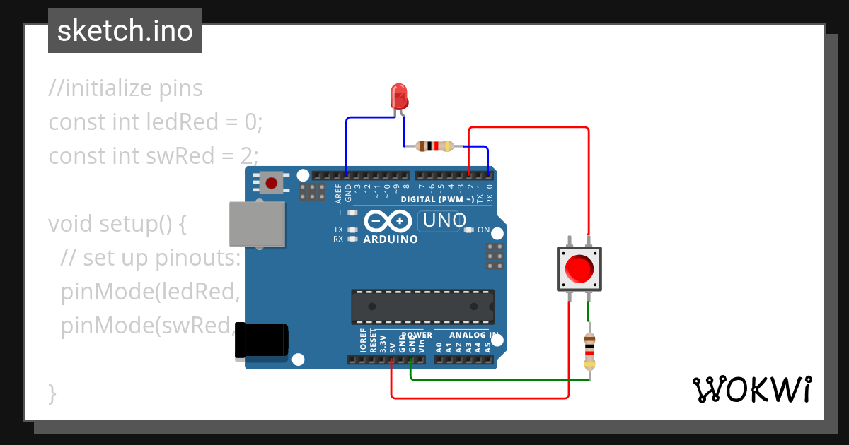 pulldown resistor on momentary switch - Wokwi ESP32, STM32, Arduino Simulator
