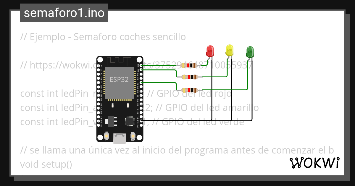 Semaforo Sencillo Wokwi Esp32 Stm32 Arduino Simulator 5627