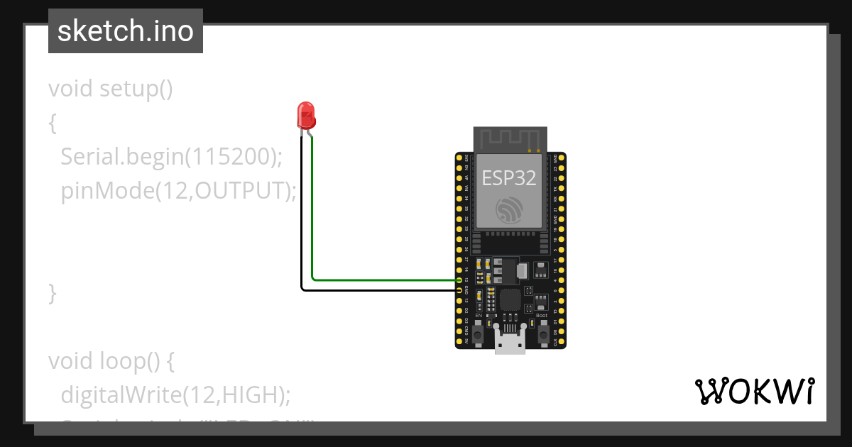 single led - Wokwi ESP32, STM32, Arduino Simulator