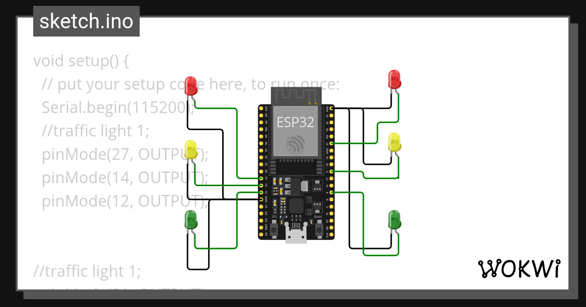 traffic light simul - Wokwi ESP32, STM32, Arduino Simulator