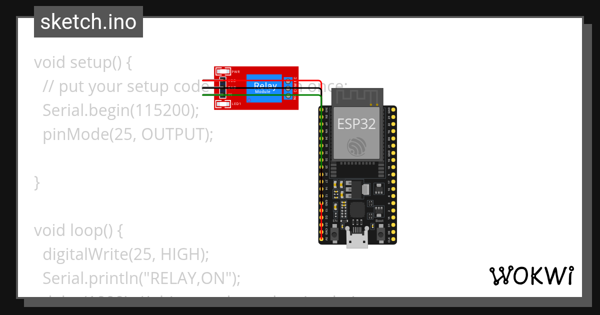 RELAY - Wokwi ESP32, STM32, Arduino Simulator